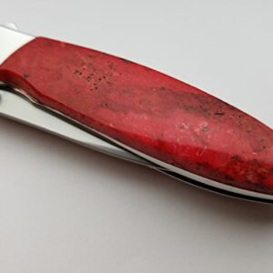 Santa Fe Stoneworks Red Coral Handle Pocketknife on Leek Blade