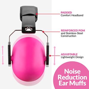 MEDca Ear Muffs Noise Protection - Pink Hearing Protection and Noise Cancelling Reduction Safety Ear Muffs, Fits Children and Adults for Shooting, Hunting, Woodworking, Gun Range, Mowing, and More