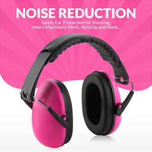 MEDca Ear Muffs Noise Protection - Pink Hearing Protection and Noise Cancelling Reduction Safety Ear Muffs, Fits Children and Adults for Shooting, Hunting, Woodworking, Gun Range, Mowing, and More