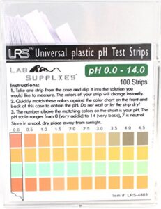 plastic ph test strips, universal application (ph 0.0-14.0, 0.5 ph intervals), 100 strips