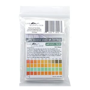 Plastic pH Test Strips, Universal Application (pH 0.0-14.0, 0.5 pH Intervals), 100 Strips