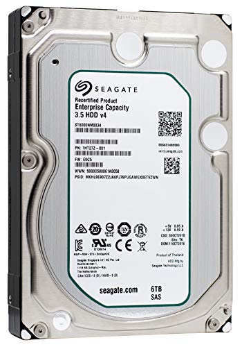 Seagate Enterprise Capacity 3.5 HDD| ST6000NM0034 | 6TB 7.2K RPM SAS 12Gb/s 128MB Cache 3.5' | 512n | Enterprise Hard Disk Drive for Hyperscale Applications (Renewed)