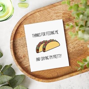 Anniversary Card, Thanks for Feeding Me and Saying I'm Pretty Taco Greeting Card, Funny Anniversary Gift for Boyfriend, Husband, Girlfriend or Wife by brie