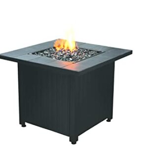 Endless Summer Sleek 30,000 BTU Liquid Propane Outdoor Home Patio Fire Pit Table with Fire Glass Rocks and Protective Cover, Black