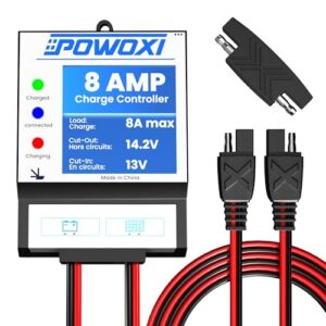 powoxi solar panels charge controller, 8a battery regulator for 12v solar battery charger, solar battery maintainer and 12 volt batteries power kit