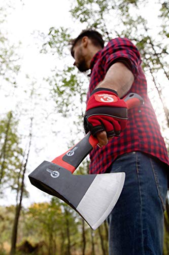 INTERTOOL 15” Hatchet Axe, 1.8 lbs, Small Camping Ax, Wood Cutting and Chopping, Shock Absorbing Fiberglass Anti-Slip Handle HT-0262