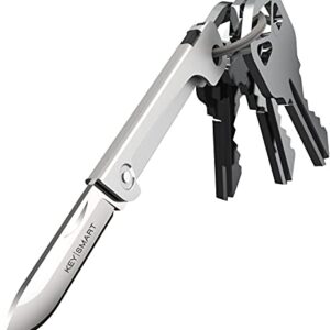 KeySmart Mini Knife - Keychain Pocket Knife, Compact Folding Boc Cutter with Stainless Steel, Add-On Accessory (Silver)