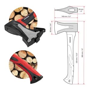 INTERTOOL 15” Wood Splitting Hatchet, 2.2 lbs, Small Splitter Maul, Firewood Camp Axe, Shock Absorbing Anti-Slip Handle HT-0274