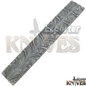 Custom Hand Forged Damascus Steel Feather 12" Billet for Knife Making