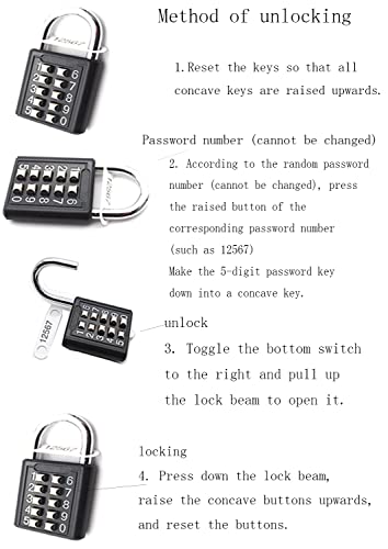 zeng Padlock - Digits Combination Lock,Button Combination Security Padlock Digital Lock, for Gym or Sports Locker, case, Toolbox, Fence, hasp Cabinet (Black)