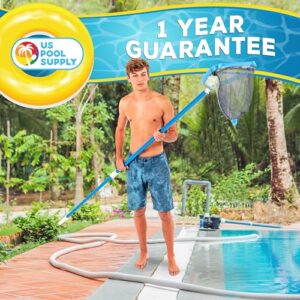 U.S. Pool Supply Professional Heavy Duty 18" Swimming Pool Leaf Skimmer Rake with Deep Double-Stitched Net Bag - Strong Aluminum Frame for Faster Cleaning & Easier Debris Pickup and Removal