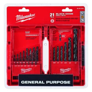 milwaukee 48-89-2801 21-piece thunderbolt black oxide drill bit set