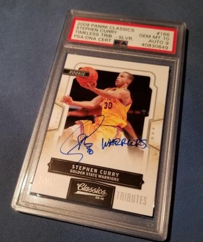 2009 Stephen Curry Panini Classics Timeless Signed RC PSA GEM MINT 10 AUTO 9 - Basketball Slabbed Autographed Rookie Cards