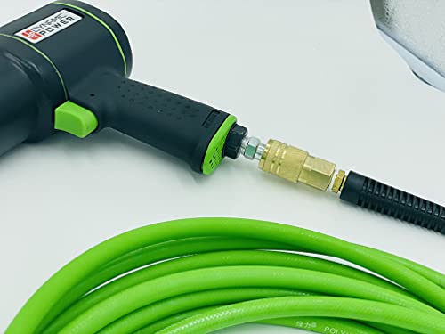 DP Dynamic Power Polyurethane Braided Air Hose 1/4" X 25 Ft with 10 pcs Air Compressor Accessories KIT, 200 PSI.