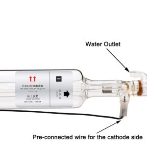 TEN-HIGH 50W CO2 Laser Tube 800mm D50mm, Wires Preconnected with Coating, for Laser Cutter Laser Engraving Cutting Machine