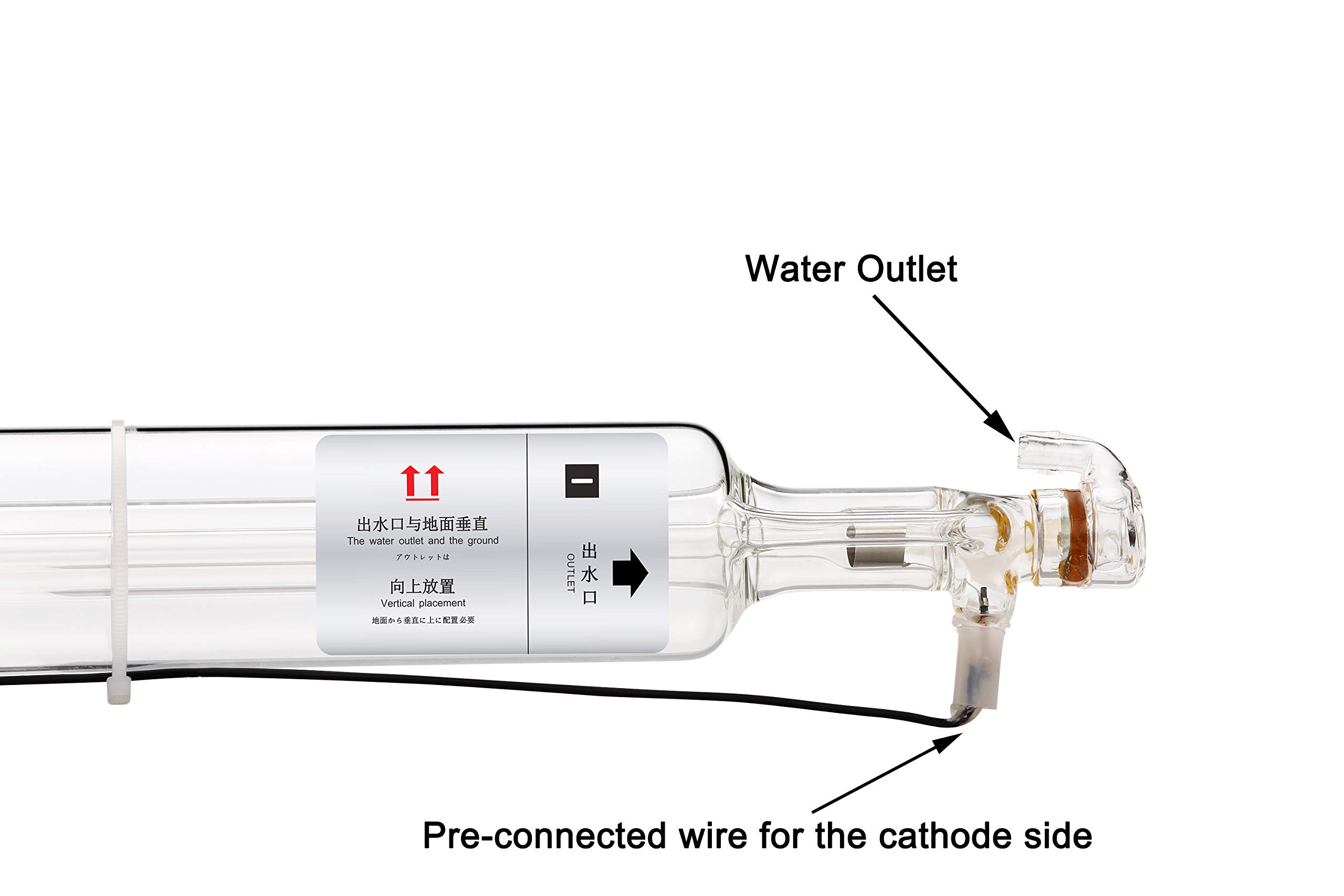 TEN-HIGH 50W CO2 Laser Tube 800mm D50mm, Wires Preconnected with Coating, for Laser Cutter Laser Engraving Cutting Machine