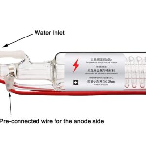 TEN-HIGH 50W CO2 Laser Tube 800mm D50mm, Wires Preconnected with Coating, for Laser Cutter Laser Engraving Cutting Machine