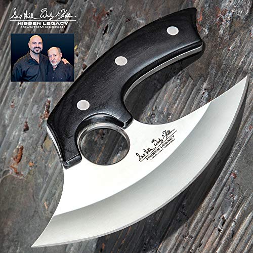 Hibben Legacy Ulu Knife – Keenly Sharp 5Cr15 Stainless Steel Blade, Pakkawood Handle Scales, Stainless Steel Pins, Leather Sheath – Sleek Reimagining of the Classic Ulu Knife - 7 5/8” Overall