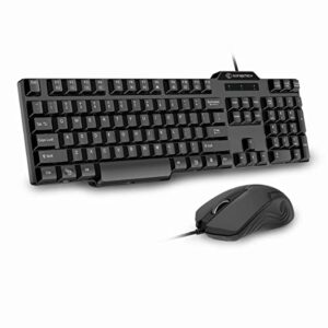 wired keyboard and mouse combo, gofreetech full-size keyboard and mouse combo with optical 3 button mouse, usb plug-and-play, compatible with desktop, laptop, notebook, pc windows