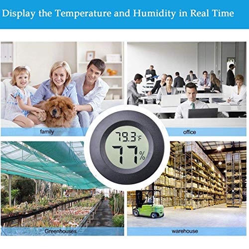 Veanic 4-pack Mini Hygrometer Thermometer Fahrenheit or Celsius Meter Digital LCD Monitor Indoor Room Round Humidity Temperature Gauge for Humidors Home Humidifiers Car Greenhouse Babyroom