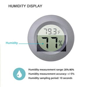 Veanic 4-pack Mini Hygrometer Thermometer Fahrenheit or Celsius Meter Digital LCD Monitor Indoor Room Round Humidity Temperature Gauge for Humidors Home Humidifiers Car Greenhouse Babyroom