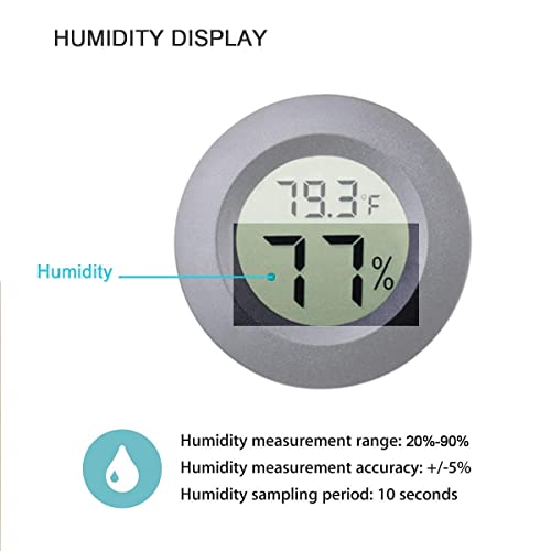 Veanic 4-pack Mini Hygrometer Thermometer Fahrenheit or Celsius Meter Digital LCD Monitor Indoor Room Round Humidity Temperature Gauge for Humidors Home Humidifiers Car Greenhouse Babyroom