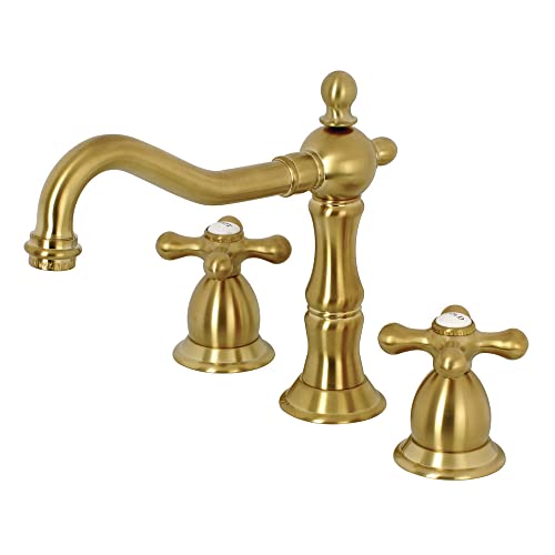 Kingston Brass KS1977AX 8 in. Widespread Bathroom Faucet, Brushed Brass, 8 x 7.56 x 7.44