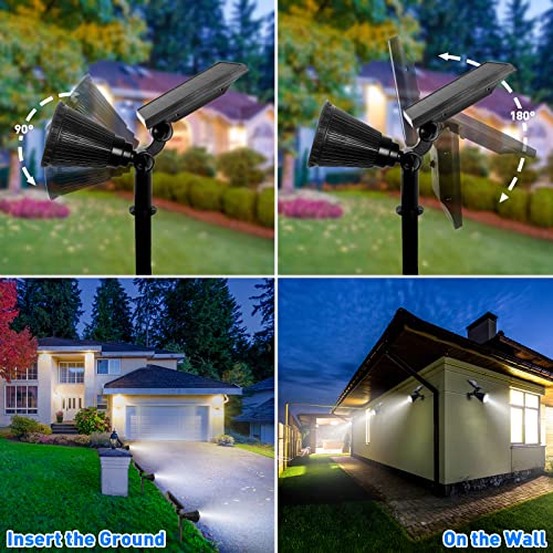 Sunklly Solar Spotlights Outdoor, 7 LEDs 2-in-1 Waterproof Adjustable Solar Powered Landscape Spotlights, 2 Lighting Modes Auto On/Off Solar Garden Lights for Lawn Tree Patio Yard Walkway (4 Pack)