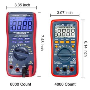 AstroAI Digital Multimeter TRMS 4000 Counts with DC AC voltmeter and Auto-Ranging Fast Accurately Measures Voltage, Current, Resistance, Capacitance, Temperature, Continuity, Frequency and Duty-Cycle.