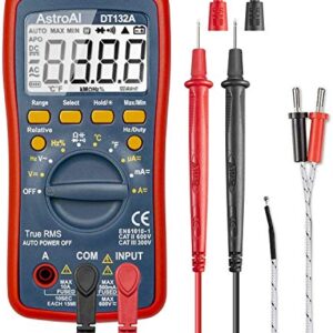 AstroAI Digital Multimeter TRMS 4000 Counts with DC AC voltmeter and Auto-Ranging Fast Accurately Measures Voltage, Current, Resistance, Capacitance, Temperature, Continuity, Frequency and Duty-Cycle.