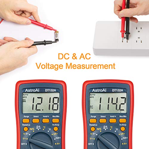 AstroAI Digital Multimeter TRMS 4000 Counts with DC AC voltmeter and Auto-Ranging Fast Accurately Measures Voltage, Current, Resistance, Capacitance, Temperature, Continuity, Frequency and Duty-Cycle.