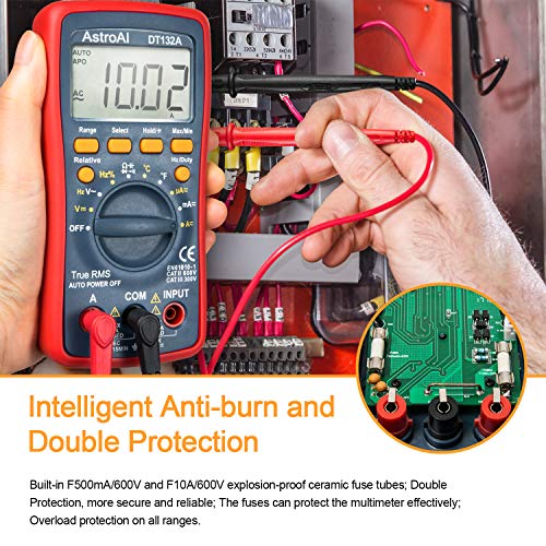 AstroAI Digital Multimeter TRMS 4000 Counts with DC AC voltmeter and Auto-Ranging Fast Accurately Measures Voltage, Current, Resistance, Capacitance, Temperature, Continuity, Frequency and Duty-Cycle.