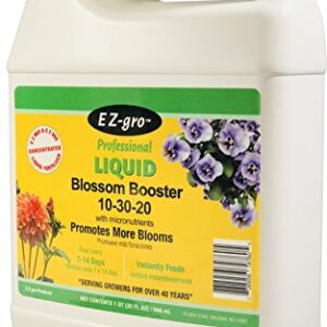 Flower Food by EZ-gro | 10-30-20 Blossom Booster is a Plant Food for all Blooming Plants | This Plant Fertilizer is both E Z to MIx and E Z to Use because it is a Liquid Plant Food