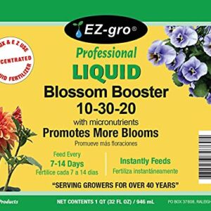 Flower Food by EZ-gro | 10-30-20 Blossom Booster is a Plant Food for all Blooming Plants | This Plant Fertilizer is both E Z to MIx and E Z to Use because it is a Liquid Plant Food