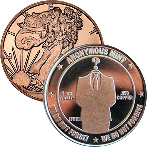 1 oz .999 Pure Copper Round/Challenge Coin (Walking Liberty/Faceless Man)