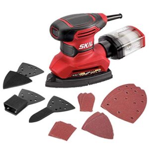 skil corded multi-function detail sander with micro-filter dust box 3 additional attachments & 12pc sanding sheet- sr232301