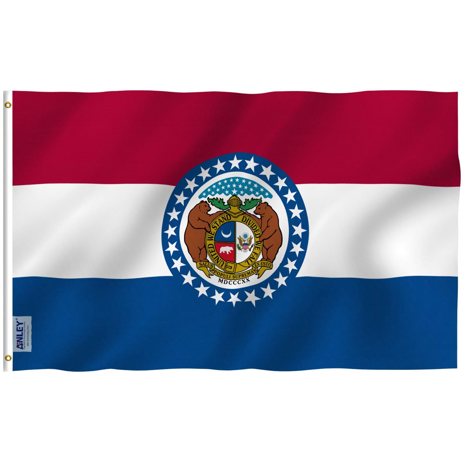 ANLEY Fly Breeze 3x5 Foot Missouri State Flag - Vivid Color and Fade Proof - Canvas Header and Double Stitched - Missouri MO Flags Polyester with Brass Grommets 3 X 5 Ft