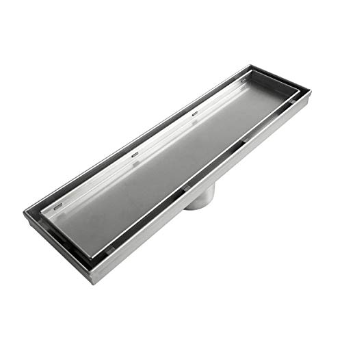 Neodrain 12-Inch Linear Shower Drain with 2-in-1 Flat & Tile Insert Cover, Brushed 304 Stainless Steel Rectangle Shower Floor Drain,Floor Shower Drain with Hair Strainer