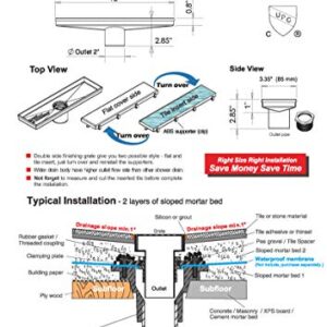 Neodrain 12-Inch Linear Shower Drain with 2-in-1 Flat & Tile Insert Cover, Brushed 304 Stainless Steel Rectangle Shower Floor Drain,Floor Shower Drain with Hair Strainer