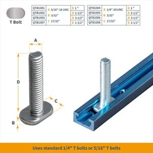 POWERTEC 71373 48 Inch Double-Cut Profile Universal T-Track with Predrilled Mounting Holes, 4 Pack, Aluminum T Track for Woodworking Jigs and Fixtures, Drill Press Table, Router Table, Workbench