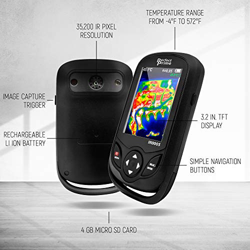 PerfectPrime IR0005 Infrared (IR) Thermal Imager & Visible Light Camera with IR Resolution 49,152 Pixels, JPG/Video MP4