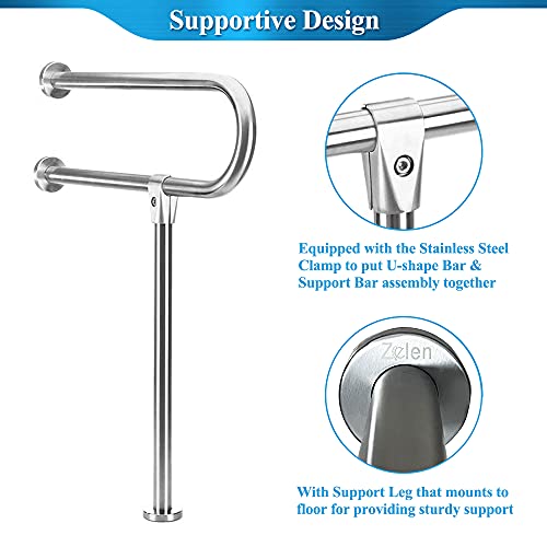 Handicap Rails Grab Bars Bathroom Toilet Safety Rails Support for Elderly Seniors Handicap Toilet Rails Support Assist Stainless Steel Grab Bars for Bathroom Shower Safety Bars Handrails