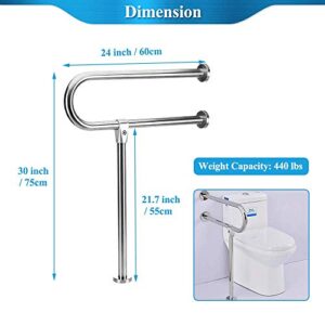 Handicap Rails Grab Bars Bathroom Toilet Safety Rails Support for Elderly Seniors Handicap Toilet Rails Support Assist Stainless Steel Grab Bars for Bathroom Shower Safety Bars Handrails