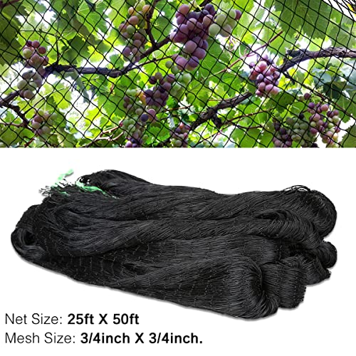 OGORI 25' x 50' Bird Netting Heavy Duty Nylon 3/4" Mesh Garden Netting Protect Fruit Trees, Plants and Vegetables