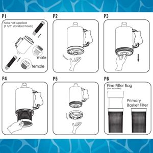 U.S. Pool Supply Professional in-line Pool Leaf Canister with Plastic Mesh Basket - Skims Leaves, Debris - Fits Suction & Automatic Pool Cleaners