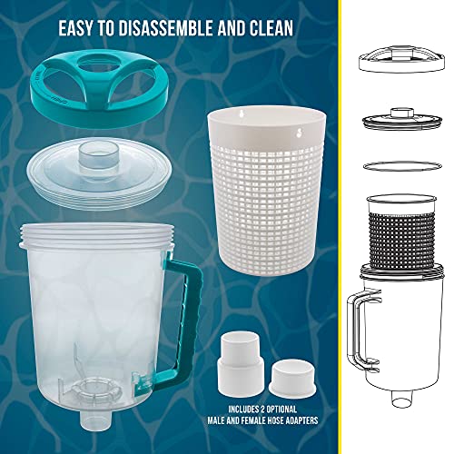 U.S. Pool Supply Professional in-line Pool Leaf Canister with Plastic Mesh Basket - Skims Leaves, Debris - Fits Suction & Automatic Pool Cleaners