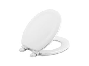 kohler stonewood® quiet-close™ round-front, slow-close, wood, white toilet seat, k-20467-0, white