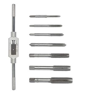 ofnmy 8pcs tap wrench set, metric tap set, tap machine hand screw thread taps set thread metric plug tap drill bits set m3 m4 m5 m6 m8 m10 m12 with adjustable tap reamer wrench hardware tool 1/16-1/2"