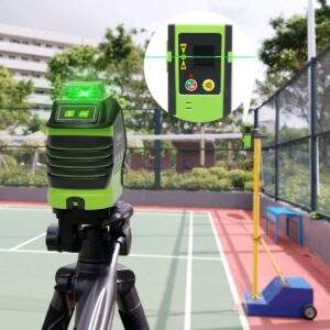 Huepar Self-Leveling Green Laser Level Cross Line with 2 Plumb Dots Laser Tool -360-Degree Horizontal Line Plus Large Fan Angle of Vertical Beam with Up & Down Points -Magnetic Pivoting Base 621CG