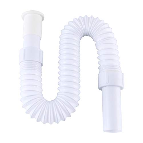 Flexible Extension Drain Pipe, Angle Simple Flexible 1-1/4" Extension Hose, Bathroom Sink Expanded Tube, Lavatory Sink Tailpiece, Tail Pipe Extension For Vessel Sink, Length Of 14-9/16" To 33-1/16"